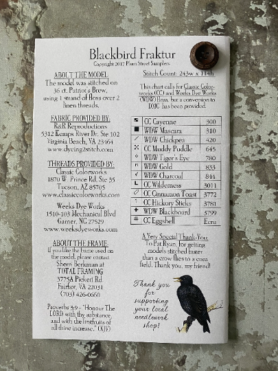 Blackbird Fraktur | Plum Street Samplers – Pumpkin Creek Primitives