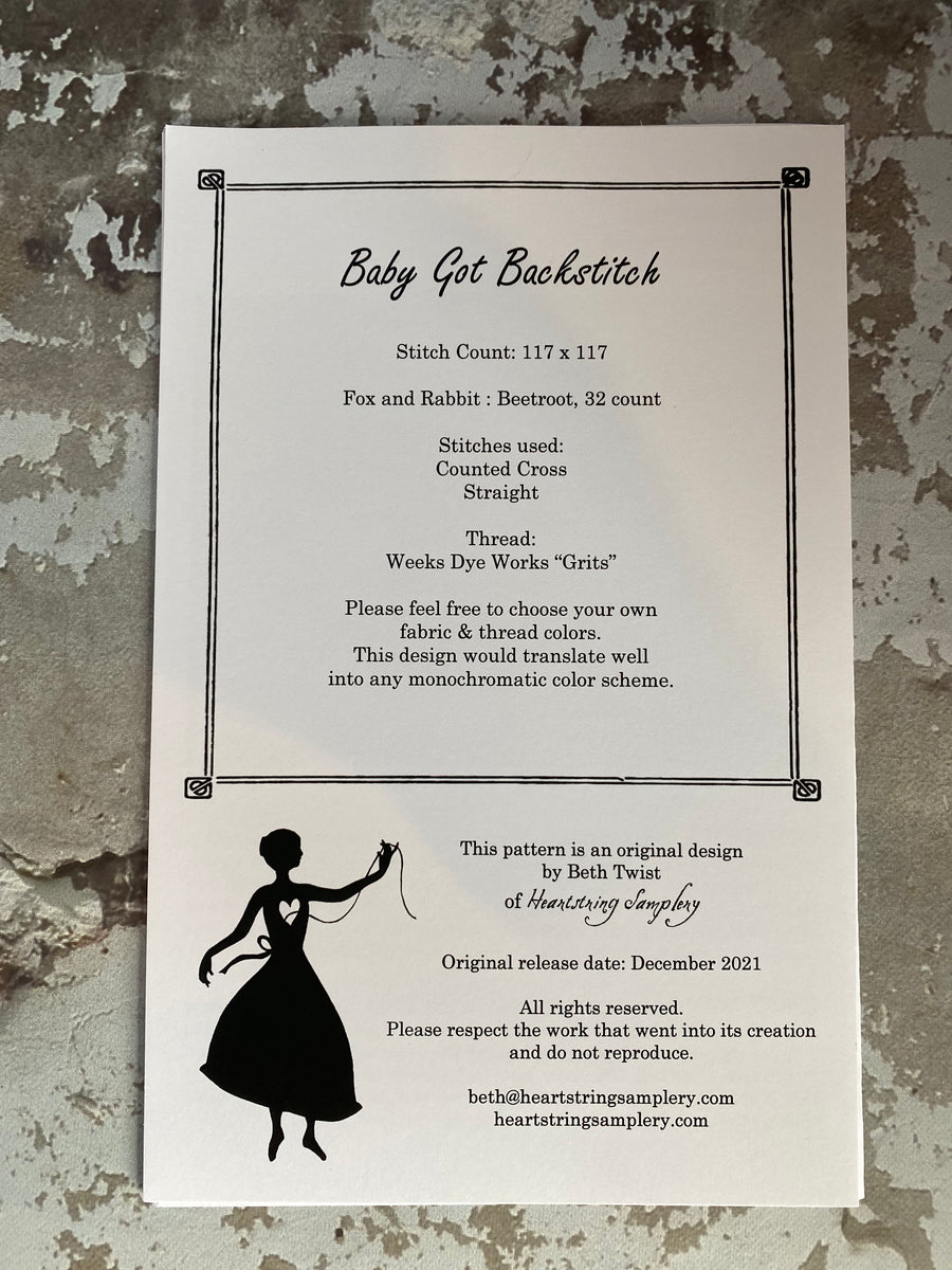 Baby Got Back Stitch | Heartstring Samplery – Pumpkin Creek Primitives